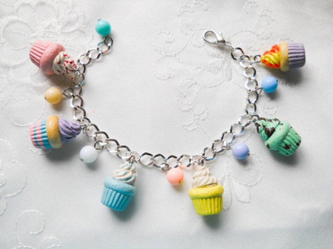 Cupcake Bracelet Cute Bracelet Summer Bracelet Polymer - Etsy