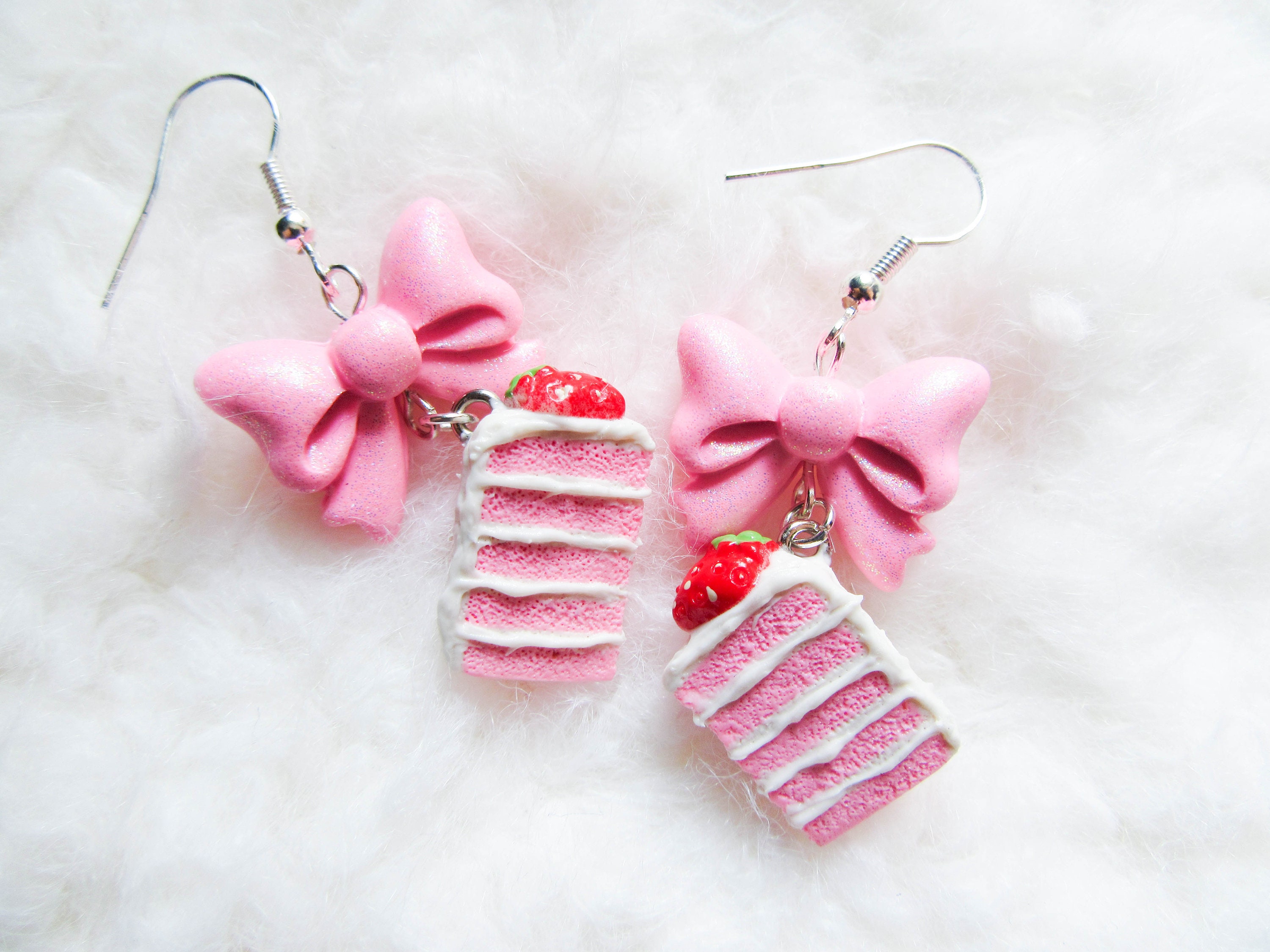 Strawberry Cake Earrings Strawberry Earrings Food Earrings - Etsy