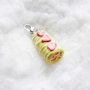 Strawberry Cake Charm, Polymer Clay Charm, Cake Roll, Clasp Charm, Cute ...