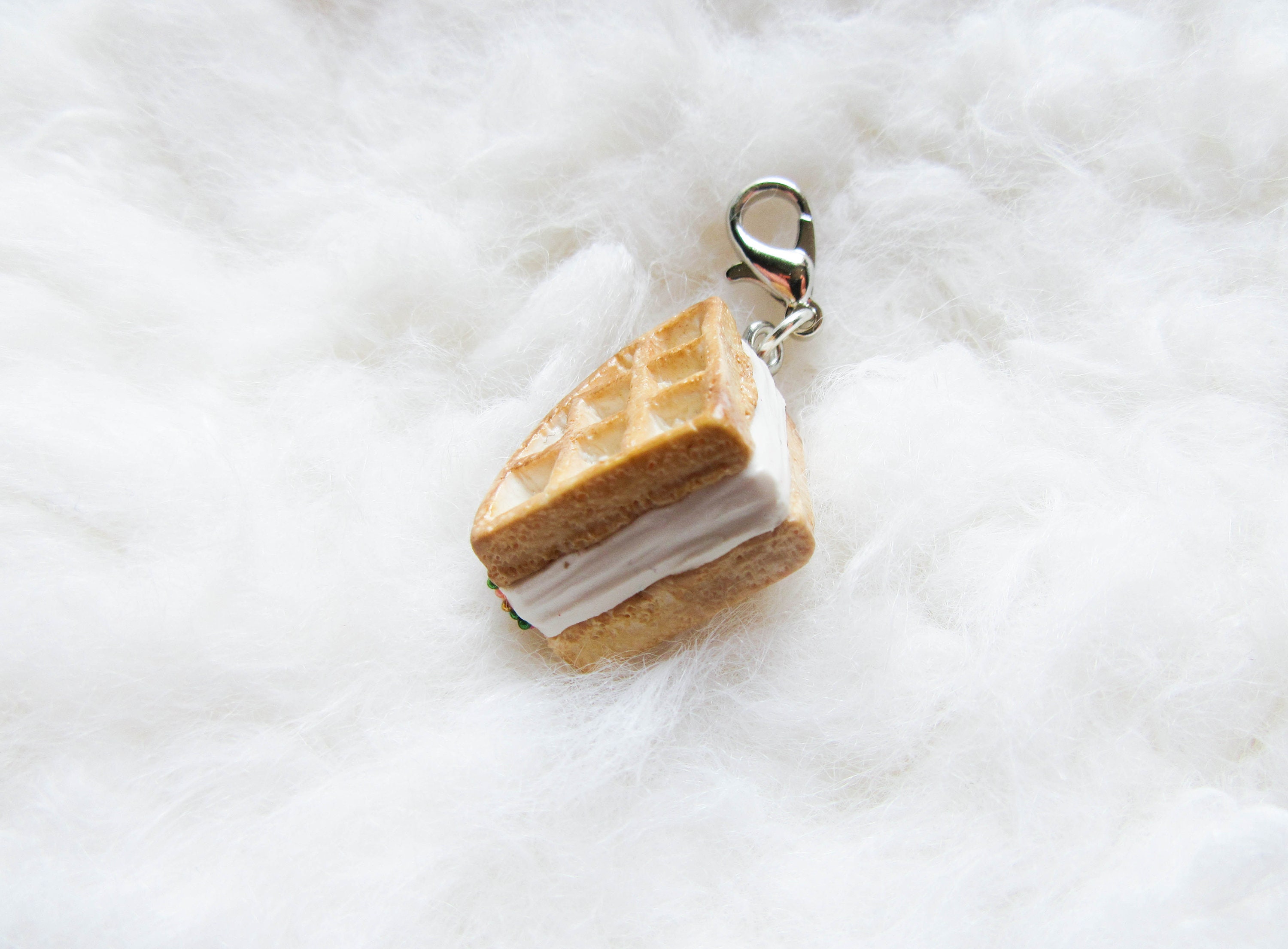 Waffle Charm Polymer Clay Charm Ice Cream Clasp Charm - Etsy