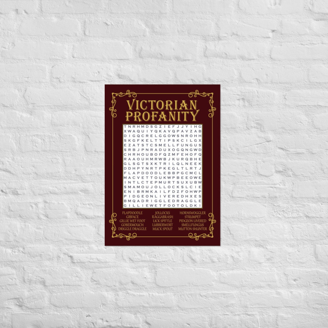 Word Search Poster, Victorian Profanity Words, Word Search Gift - Etsy UK