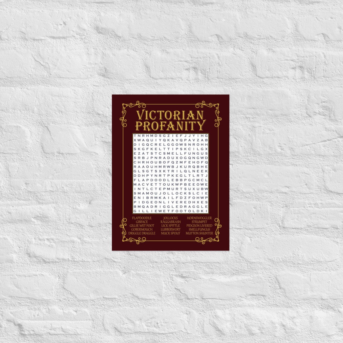 Word Search Poster, Victorian Profanity Words, Word Search Gift - Etsy UK