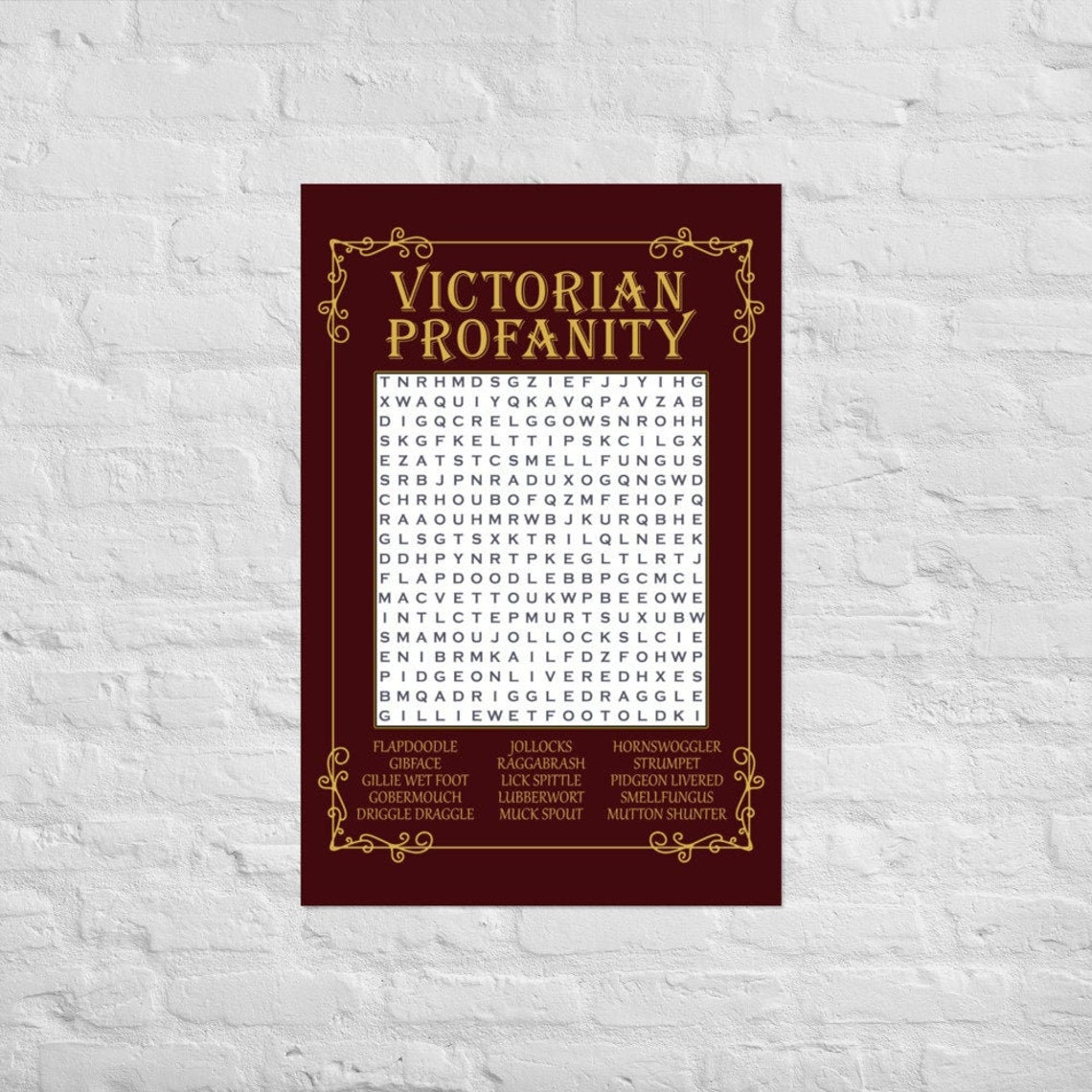 Word Search Poster, Victorian Profanity Words, Word Search Gift - Etsy UK