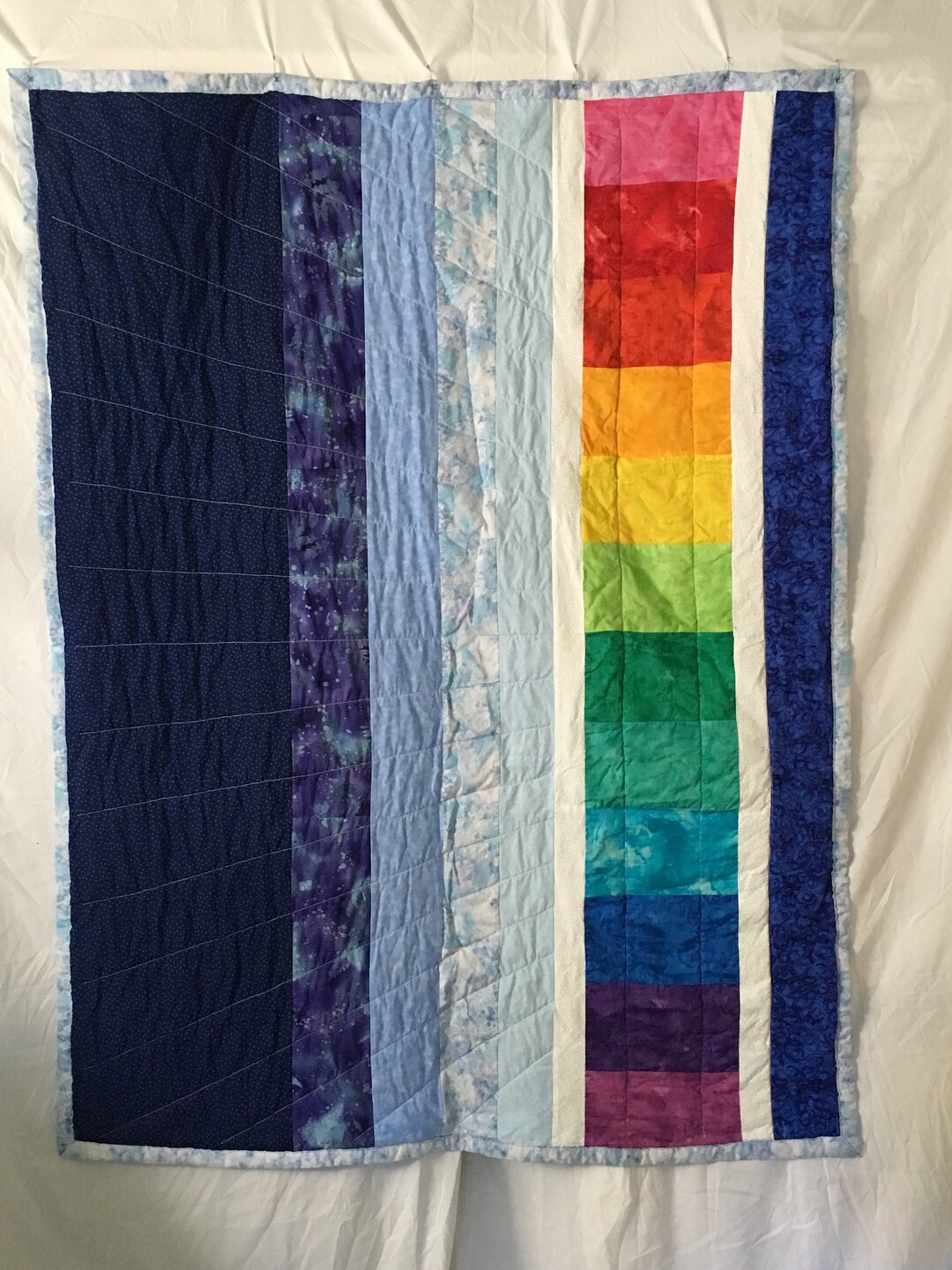 Rich Royal Blue Rainbow Throw Lap Quilt LGBTQ Pride Handmade Quilted - Etsy