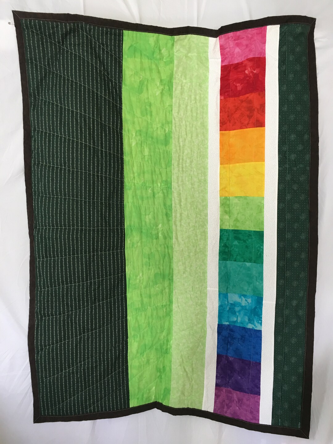 Forest Lime Green Rainbow Throw Lap Sofa Quilt LGBTQ Pride Handmade ...