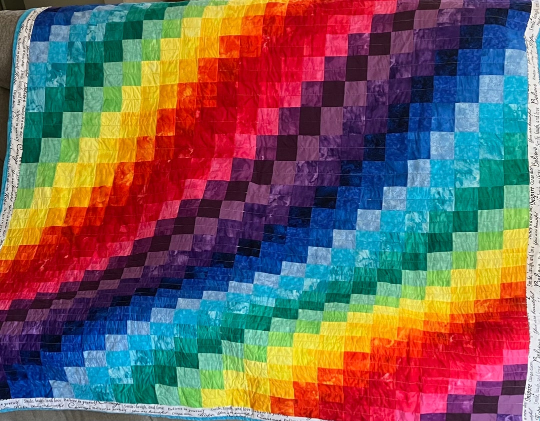 Rainbow Bargello Full Sofa Quilt LGBTQ Pride Handmade Quilted - Etsy
