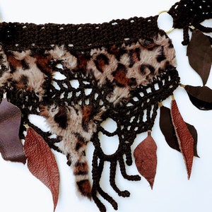 Loincloth Crochet Loincloth With Leopard Faux Fur Leather Feathers ...
