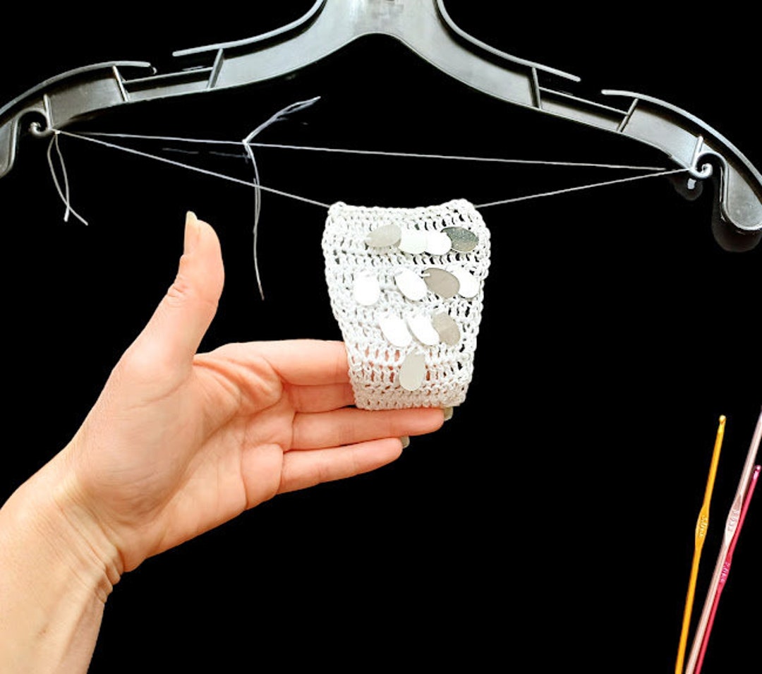 Women Hand Crochet Thong G String Silikone Lines Cotton Net Beachwear ...