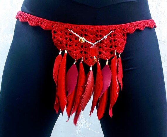 Loincloth Leather Feather Loincloth Open Crotch Open Butt | Etsy