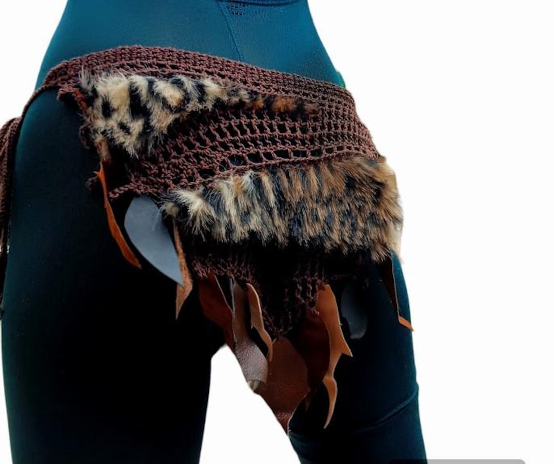 Fur Leather Loincloth Leopard Unisex Underwear Loincloth Crochet Belt ...