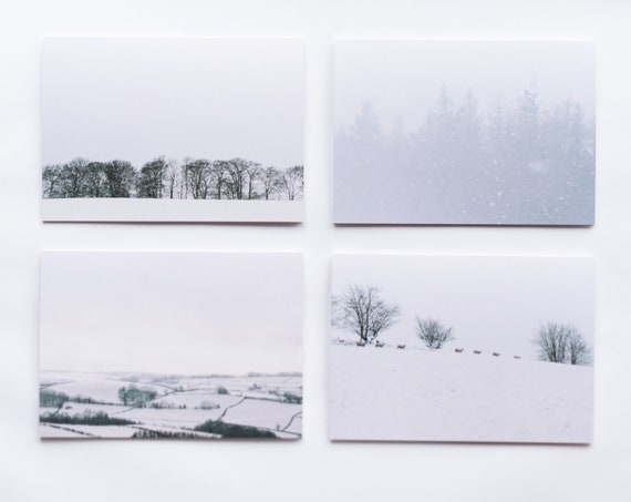 Winter Greeting Cards Snow Scenes Fields Countryside | Etsy