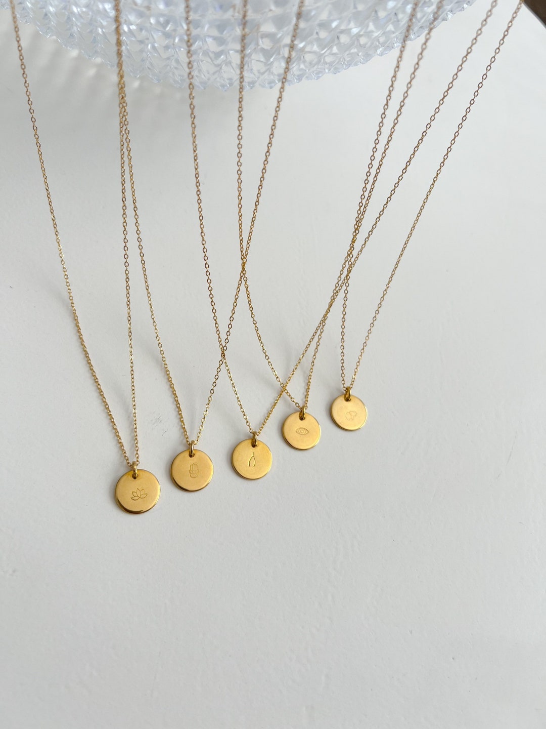 18k Gold Good Luck and Protection Hand Stamped Character Water and ...