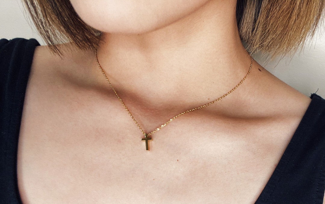 18K Gold or Silver Dainty Cross Necklace,cross Necklace, Cross Pendant ...