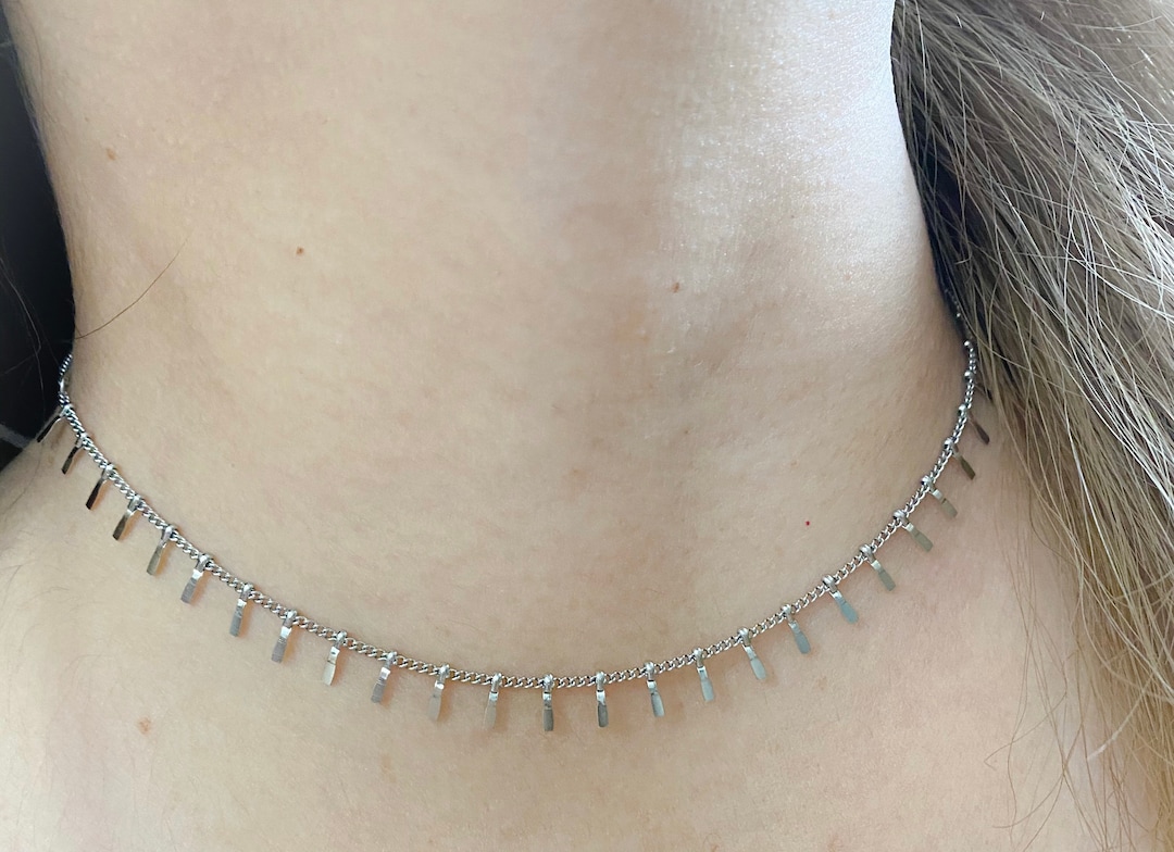 Silver Fringe Chokerstainless Titanium Steel Choker Water - Etsy