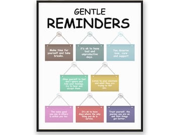 Gentle Reminders Positive Affirmations DIGITAL Print Mental Health ...