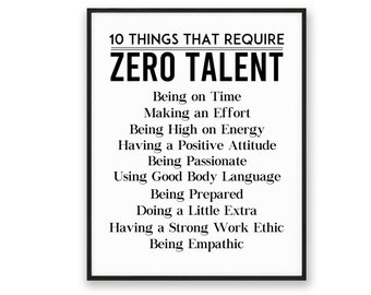 Zero Talent Poster - Etsy