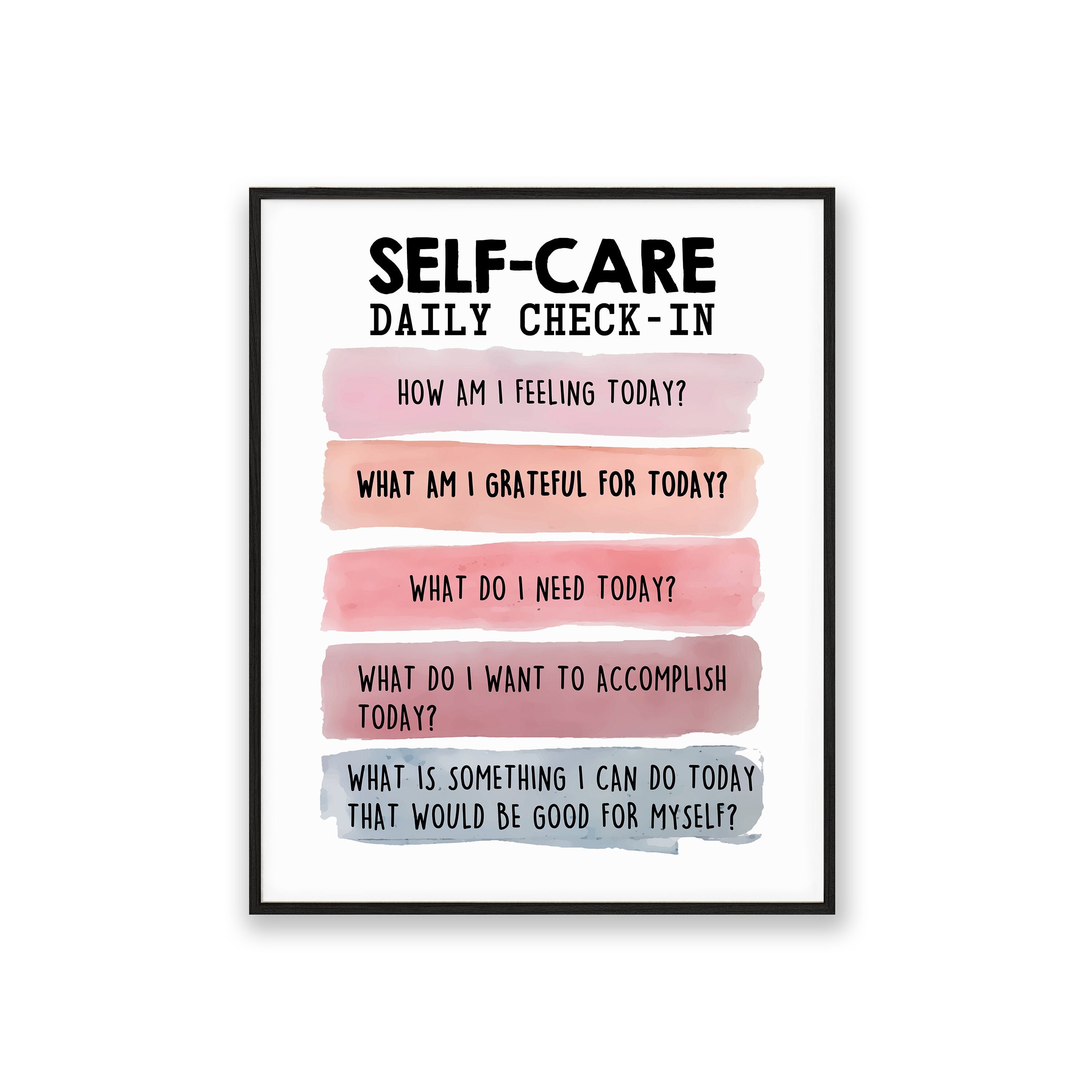 Daily Check-in Poster Self-care Daily Checklist Challenging - Etsy UK