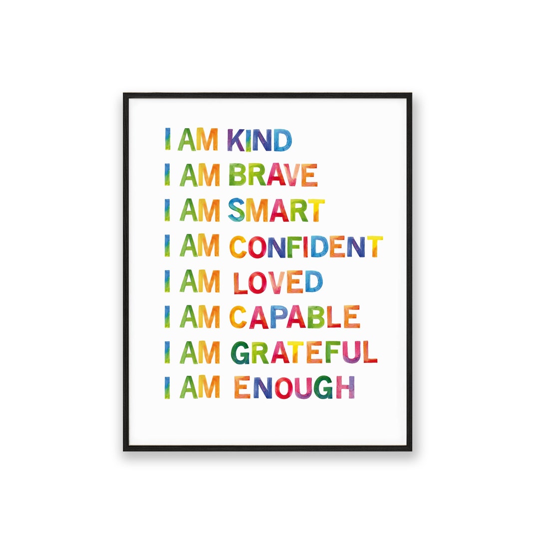 I Am Kind Smart Strong Enough Affirmation Wall Art - Etsy
