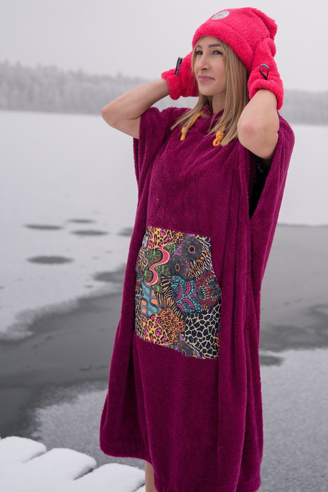 Surf Poncho Hugme Beach Towel Ice Swimming Kite Surfing Wakeboard Robe ...