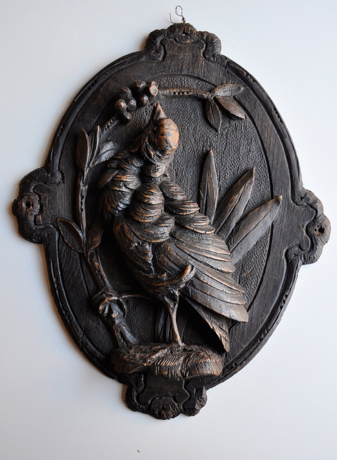 Antique Sculpture Bas-relief Bird Carved in 1700 Original Wood Near ...