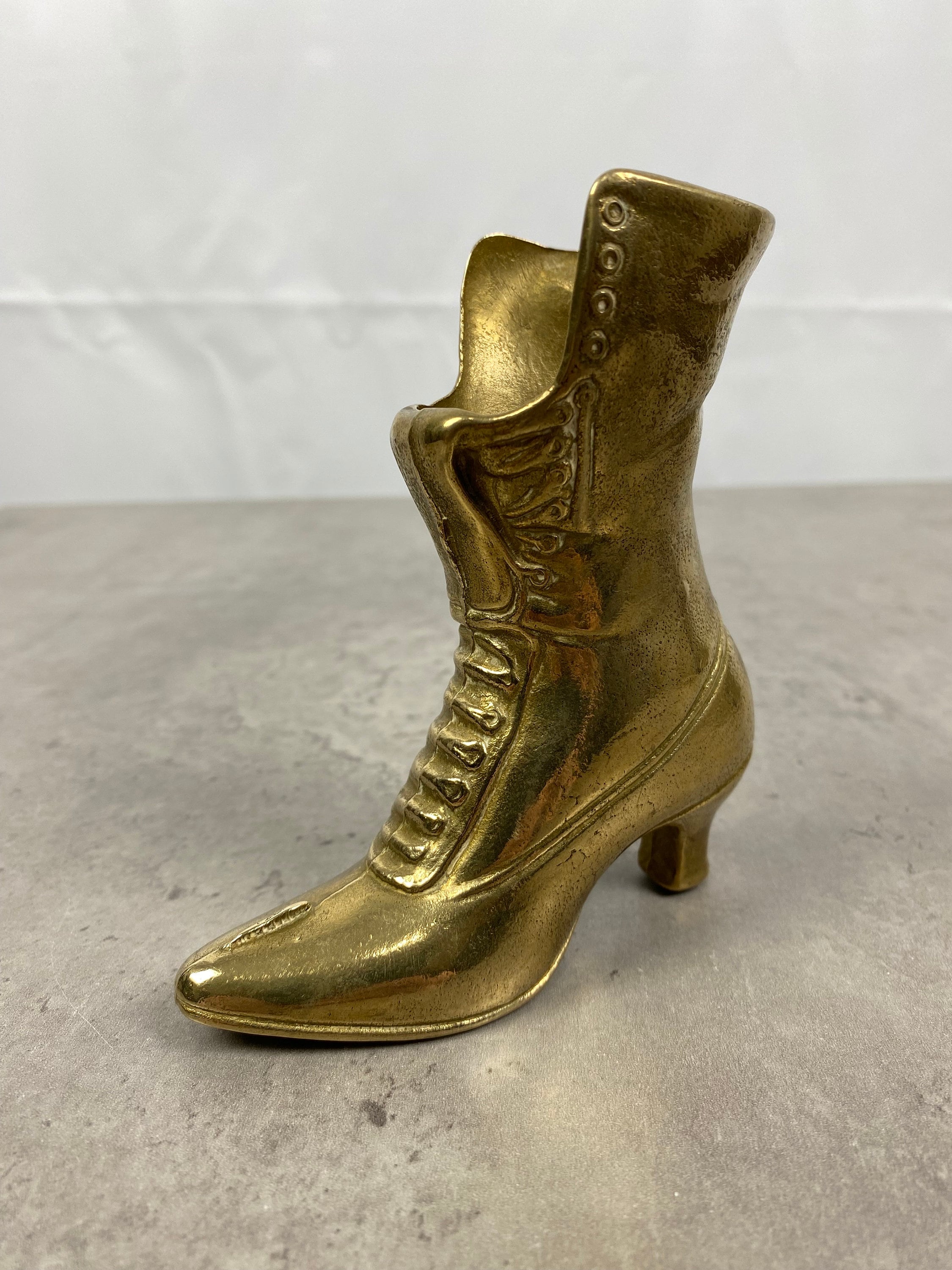 Vintage Cast Brass Bronze Victorian Boot Shoe Planter Vase Doorstop ...