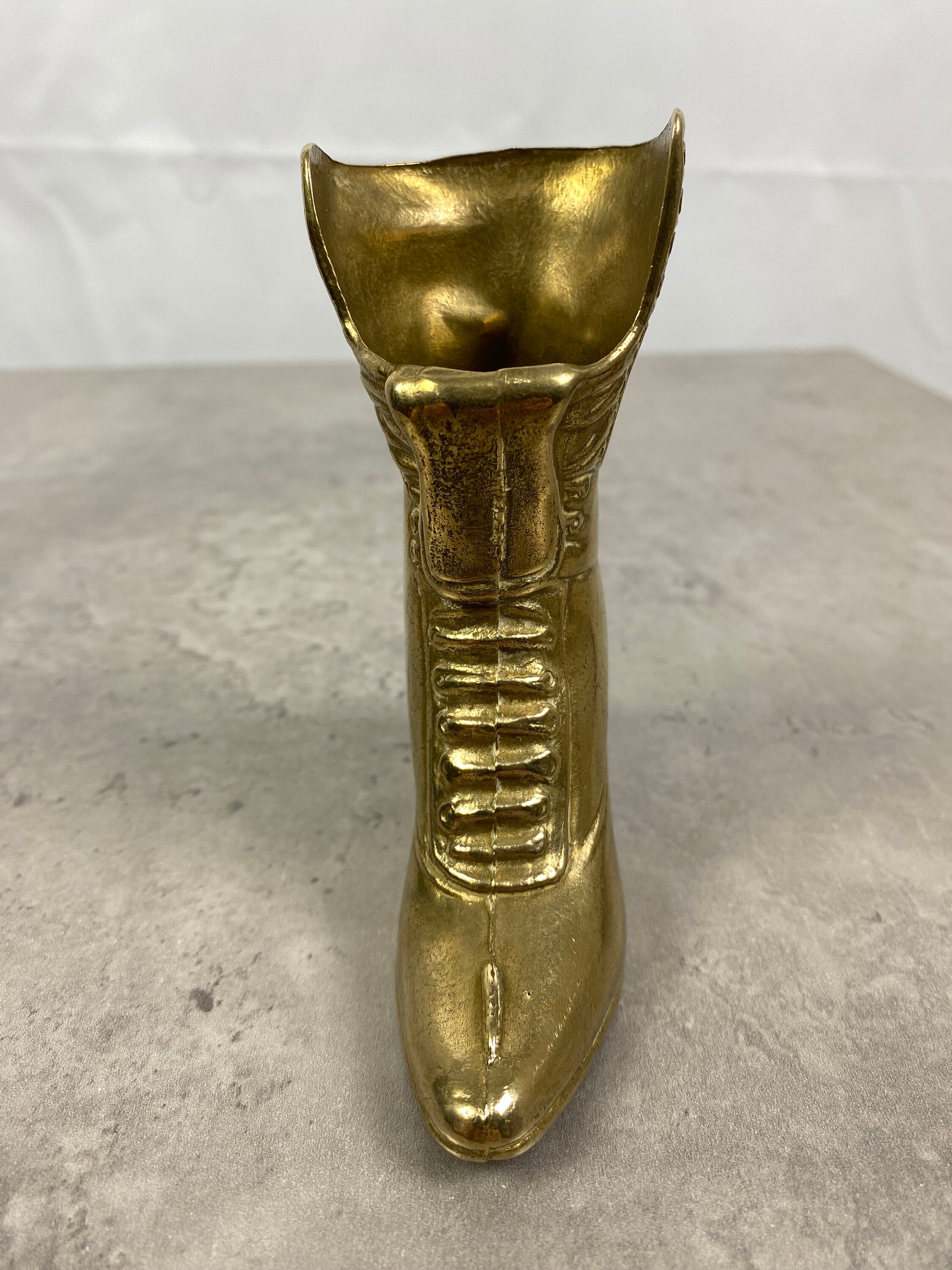 Vintage Cast Brass Bronze Victorian Boot Shoe Planter Vase Doorstop ...