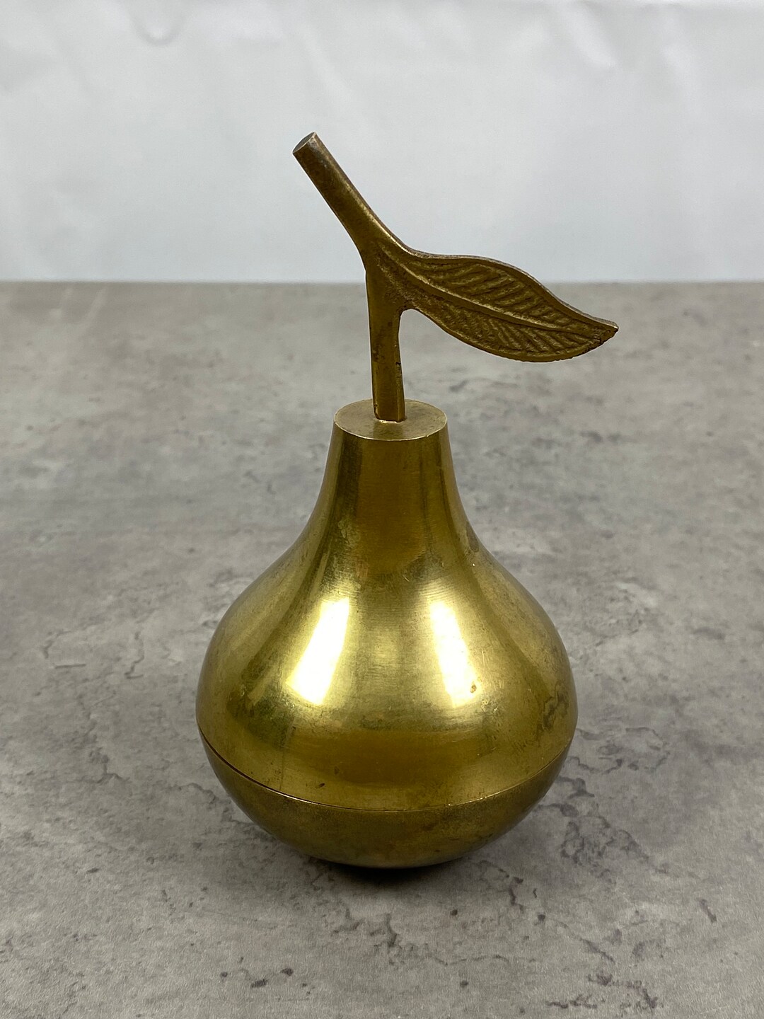 Solid Brass Pear Antique Knickknack Box Jewelry Box Safe Keeper Secret ...