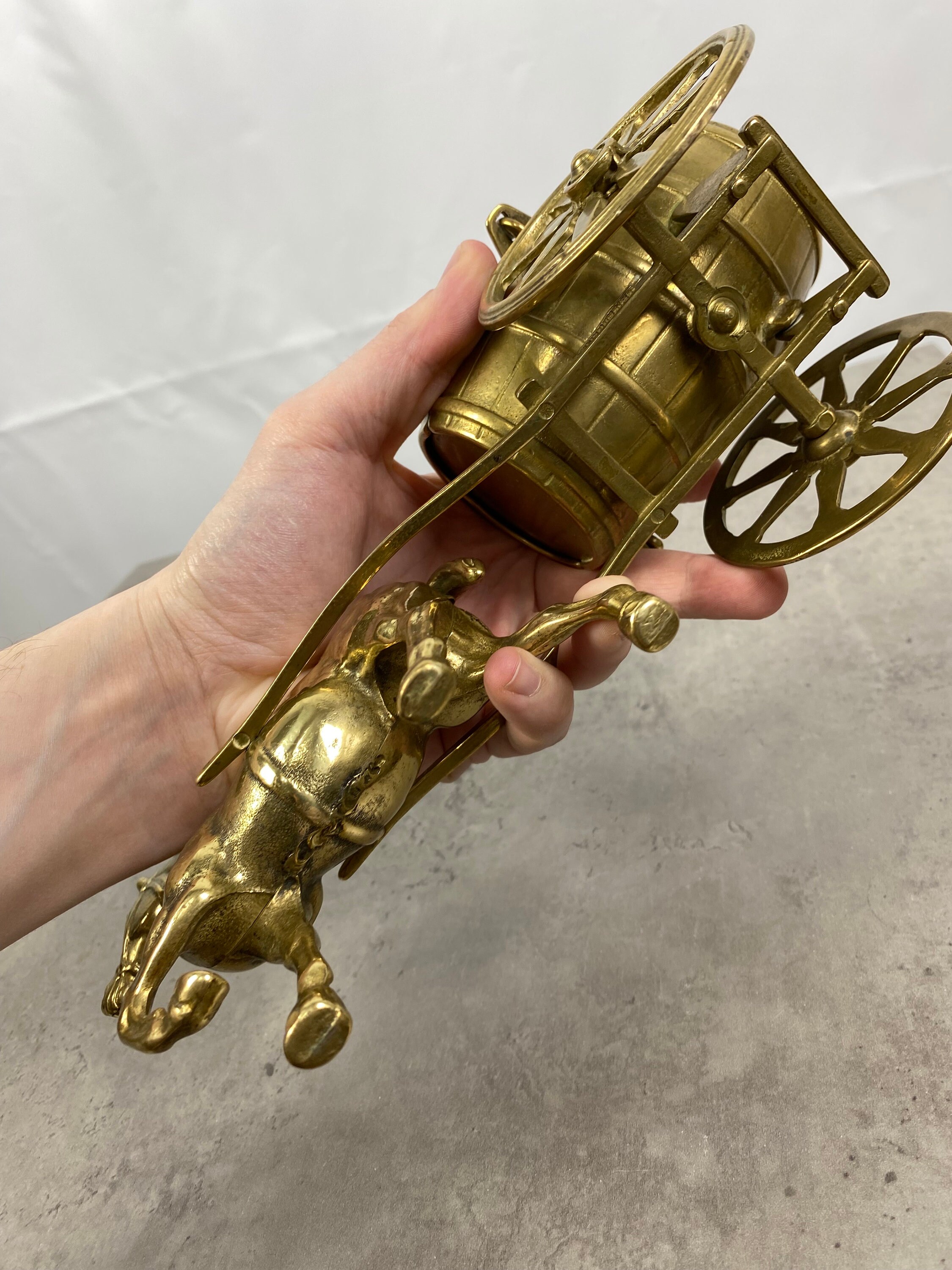 Vintage Brass Horse Drawn Brewery Barrel Cart Bank Money Box Antique ...
