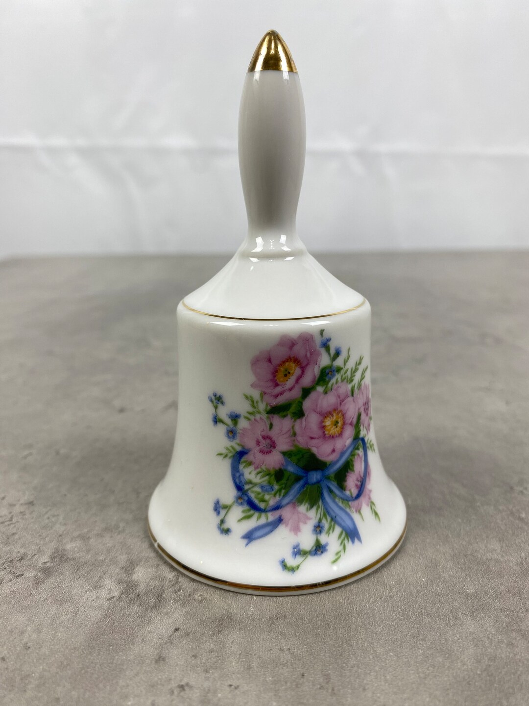 Vintage Porcelain Table Bell Hand Painted With Pink Roses Gold Trim - Etsy