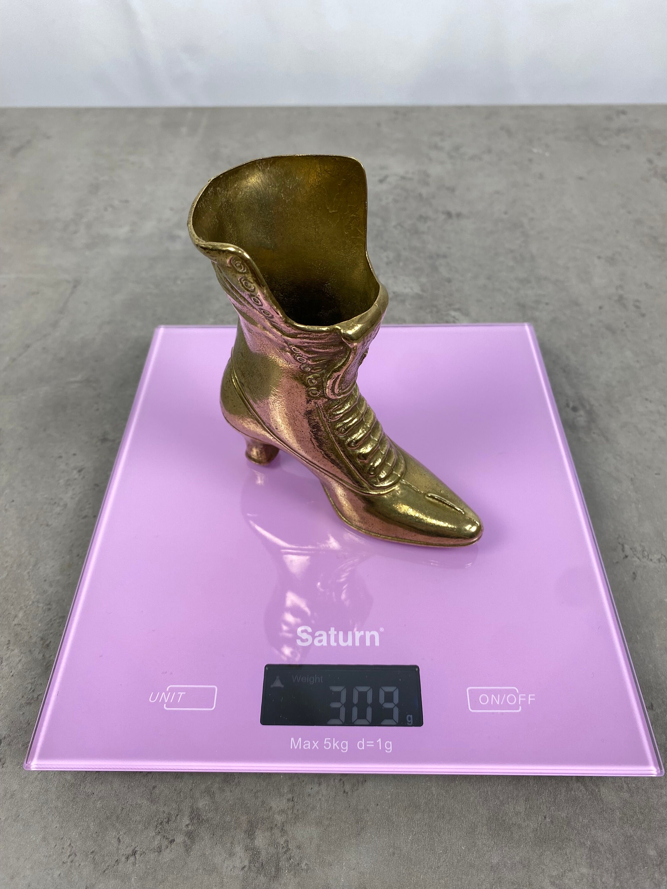 Vintage Cast Brass Bronze Victorian Boot Shoe Planter Vase Doorstop ...