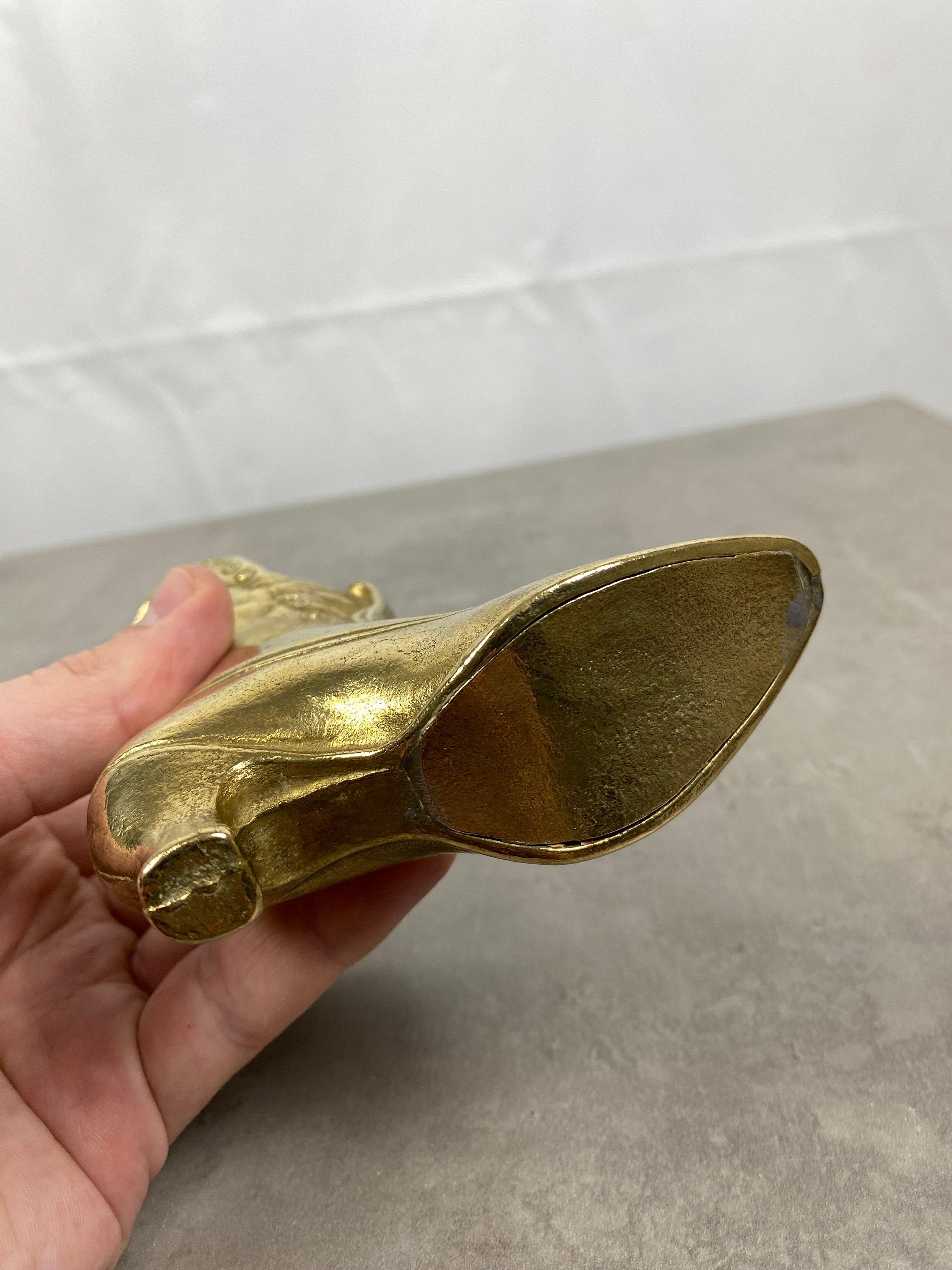 Vintage Cast Brass Bronze Victorian Boot Shoe Planter Vase Doorstop ...