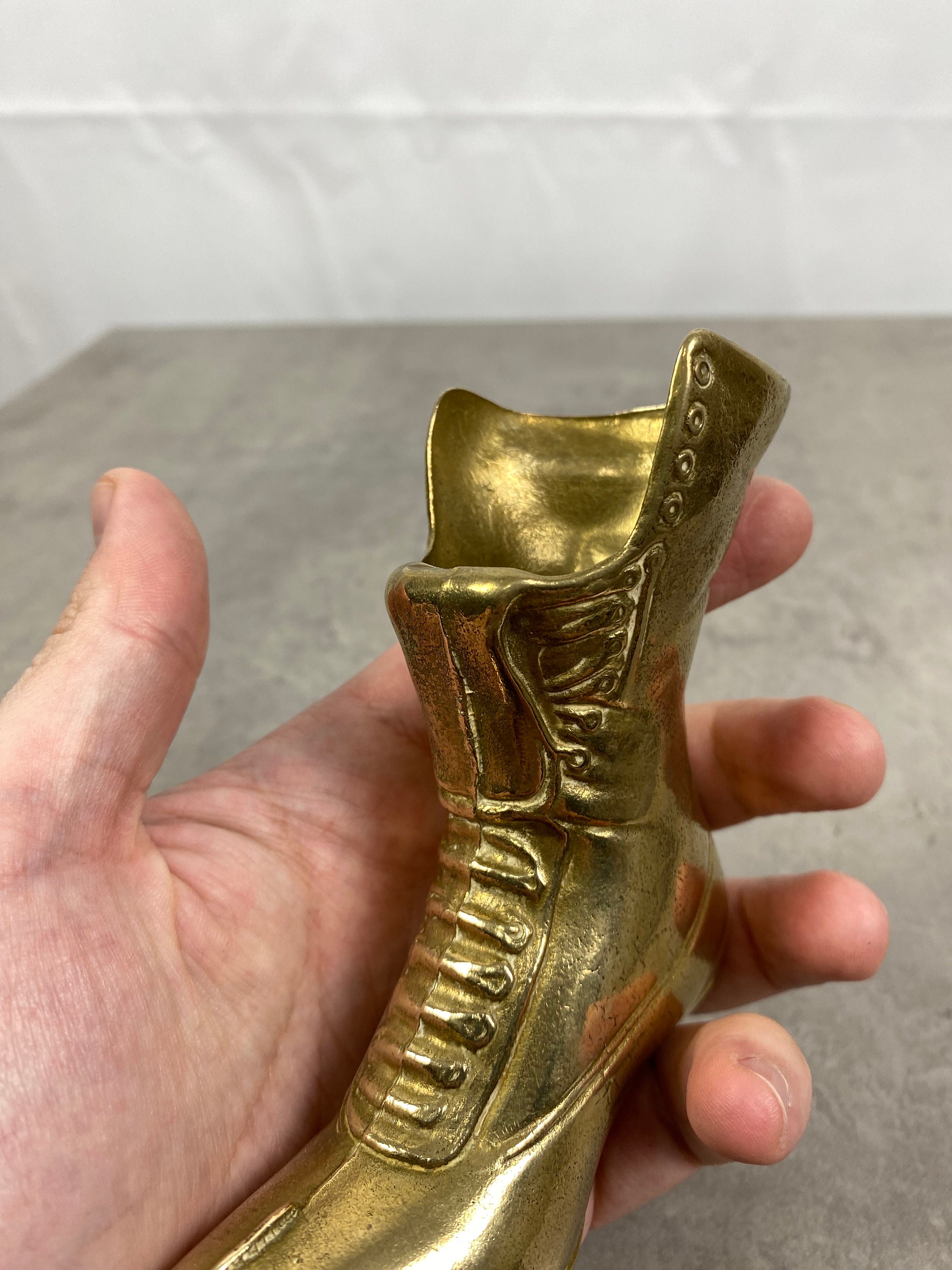 Vintage Cast Brass Bronze Victorian Boot Shoe Planter Vase Doorstop ...