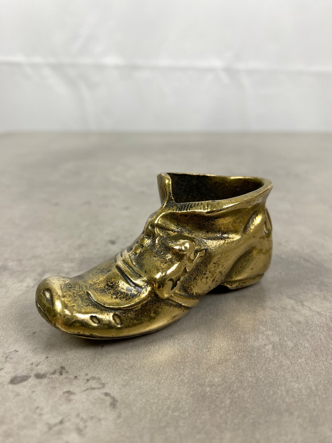 Antique Vintage Old Brass Boot With Mouse Match Holder Ashtray - Etsy