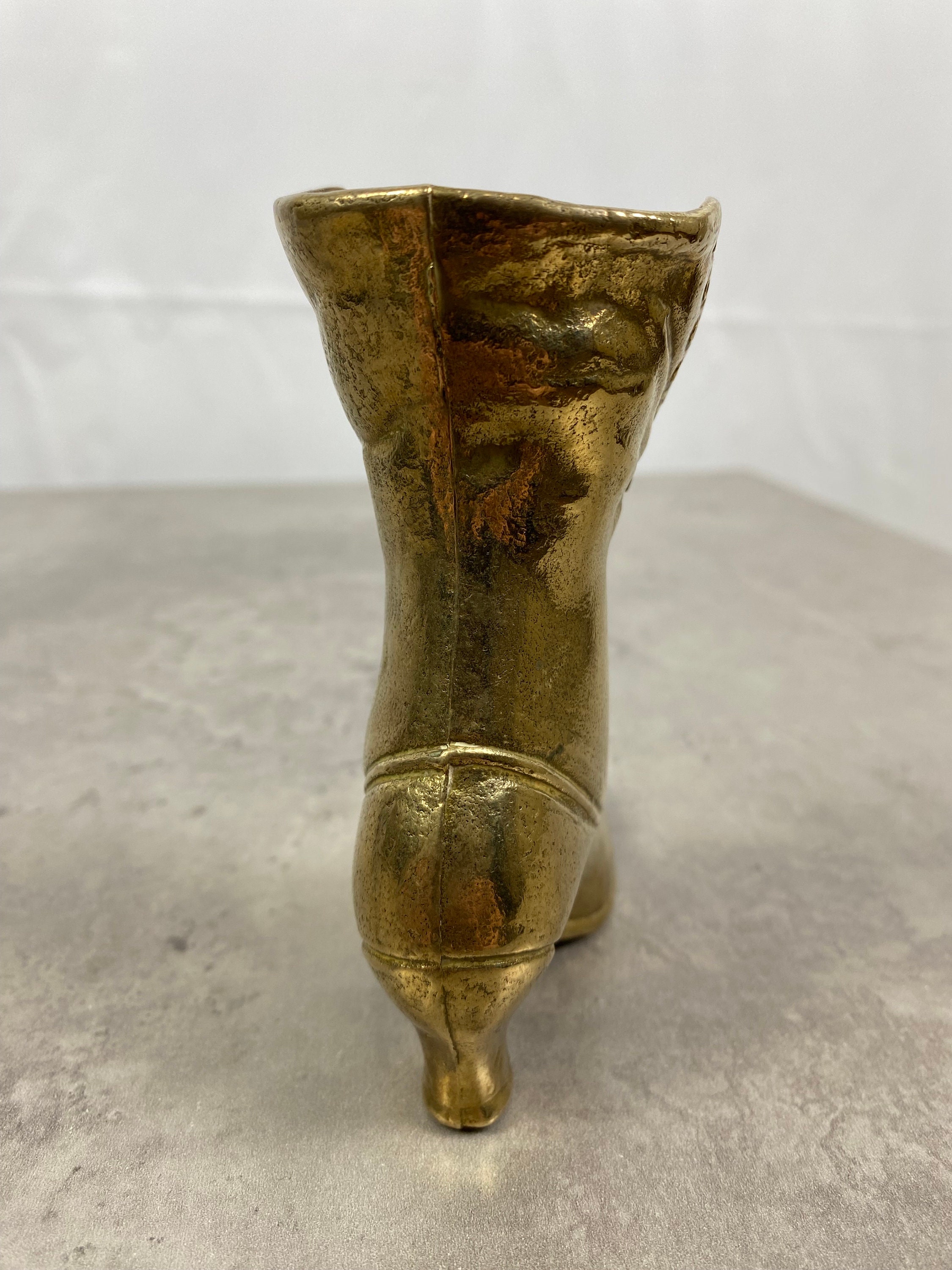 Vintage Cast Brass Bronze Victorian Boot Shoe Planter Vase Doorstop ...