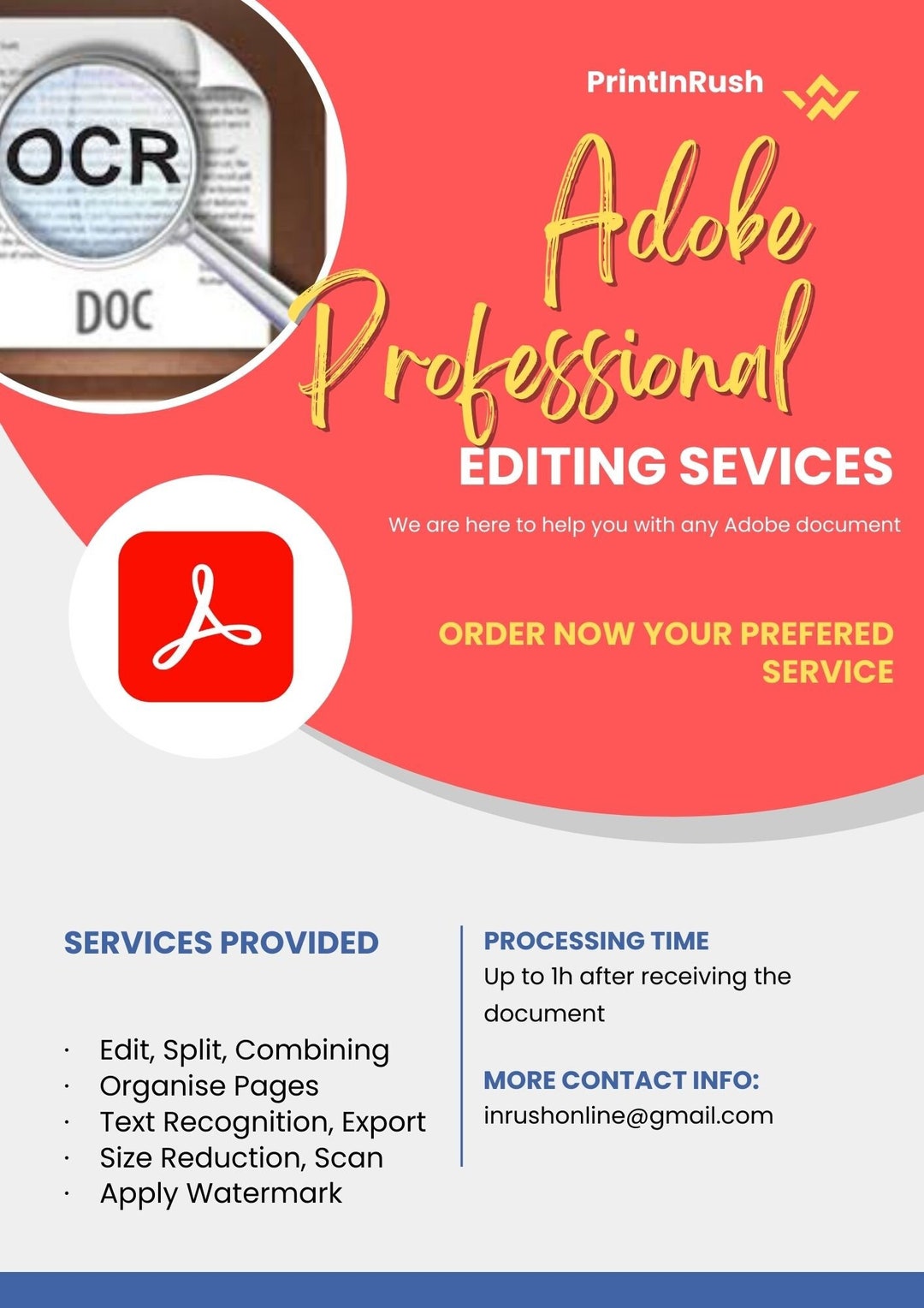 Adobe Professional Services Easy Fast Reliable Edit Split OCR Text ...