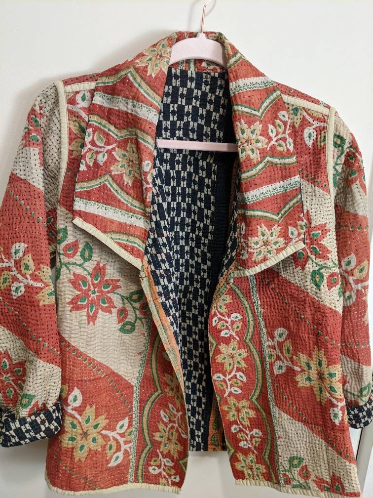 Vintage Quilted Kantha Jacket: Bohemian Indian Handmade Clothing - Etsy