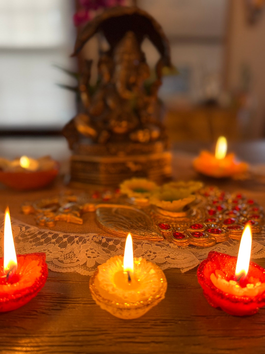 GEETUBERRY Handcrafted Floating Tea Light Candles Indian Holiday Diwali ...