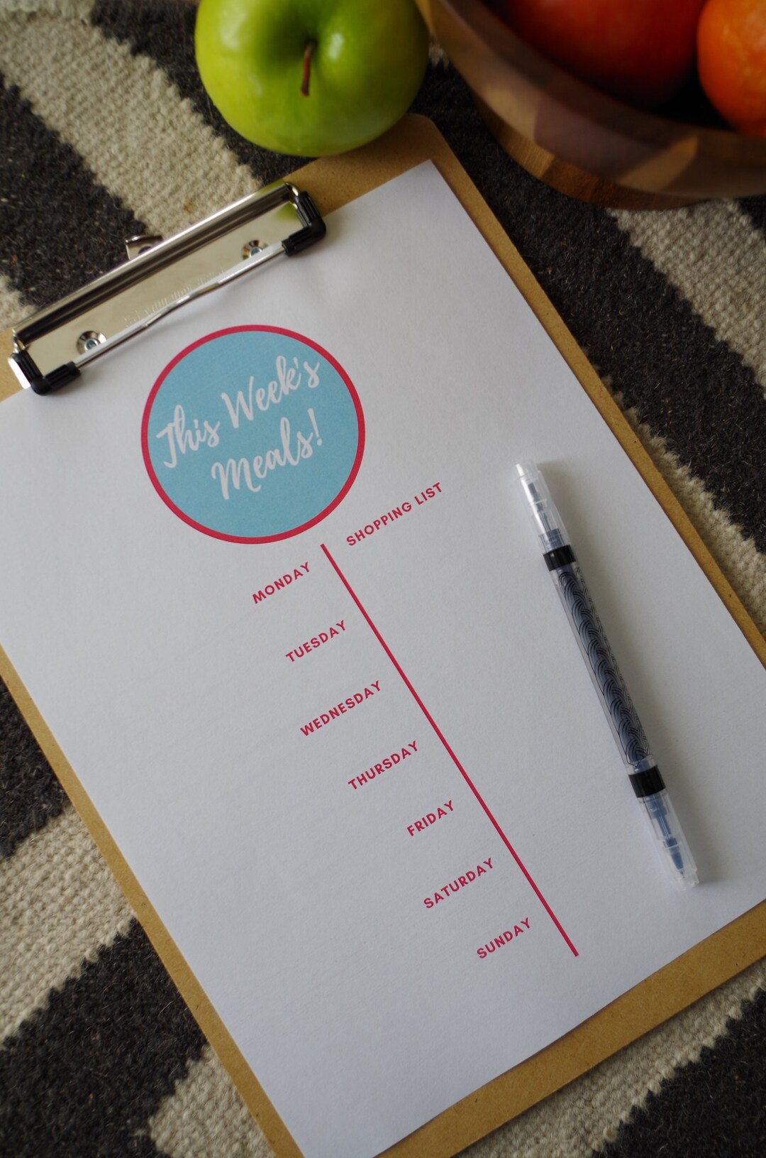 Colorful Weekly Meal Planning Template, Set of 5, Digital Download - Etsy