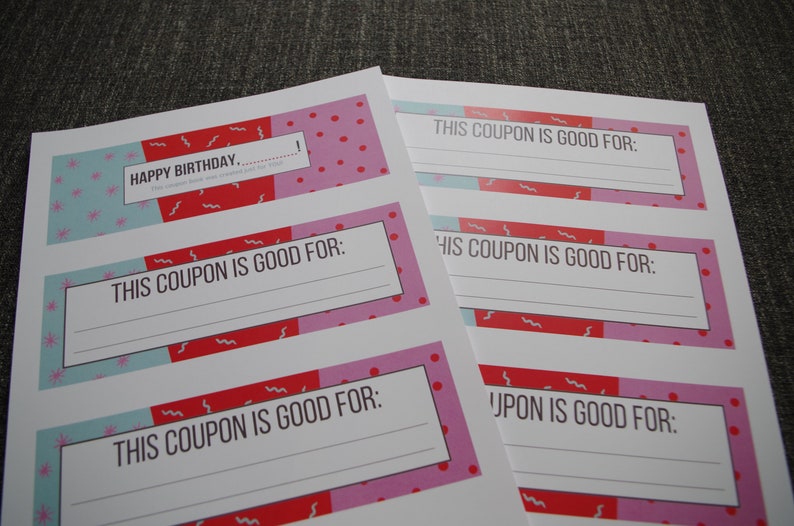 Birthday Girl COUPON BOOK, Digital Download - Etsy
