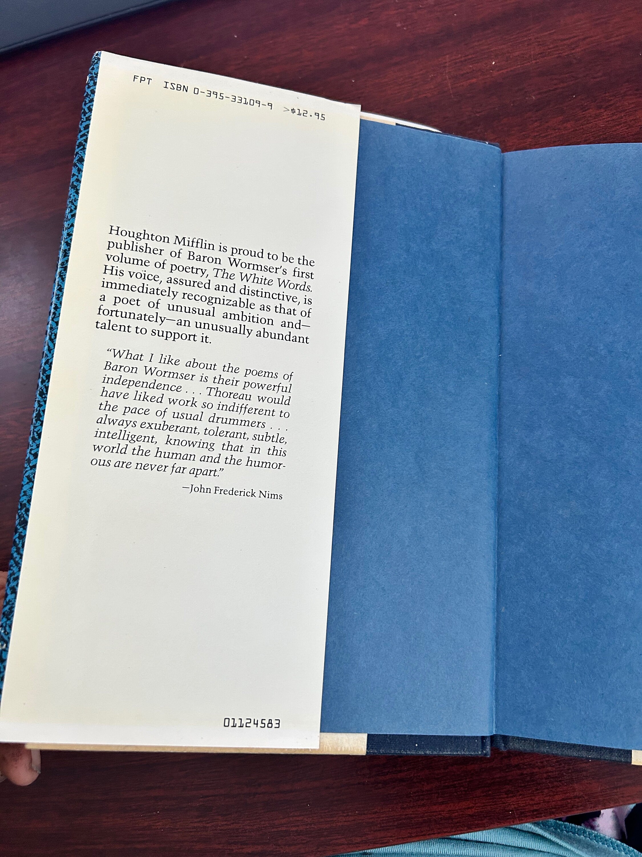 The White Words by Baron Wormser American Poetry Poetry Books First ...