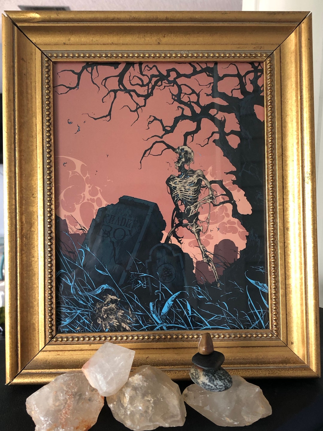 Dark Art Art Print Skeleton in Graveyard Macabre Terror Horror Gothic ...