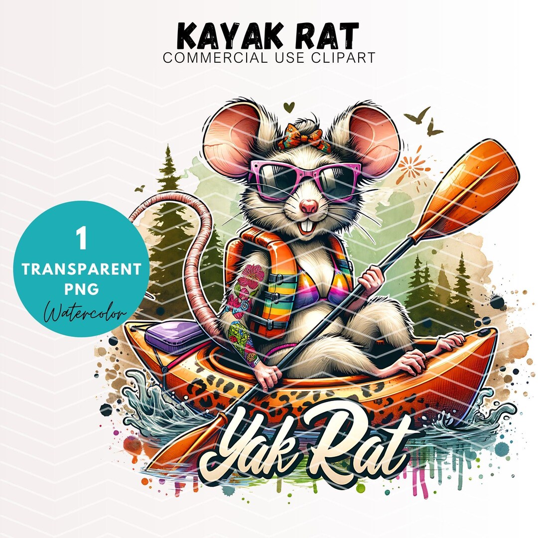 Kayak Rat, Yak Rat, Girl Kayak Rat, Tubing and Floating Sublimation PNG ...