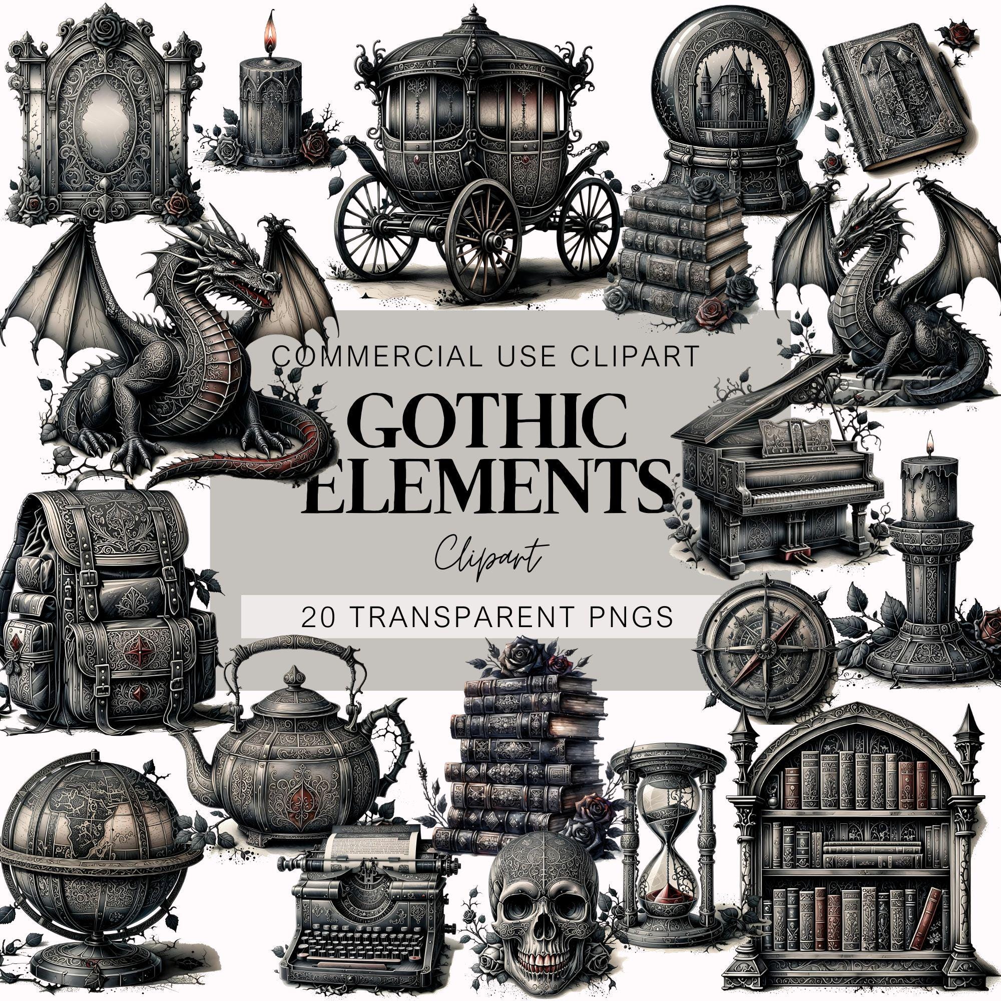 Gothic Elements Clipart, Medieval Elements Clipart, Gothic Clipart ...