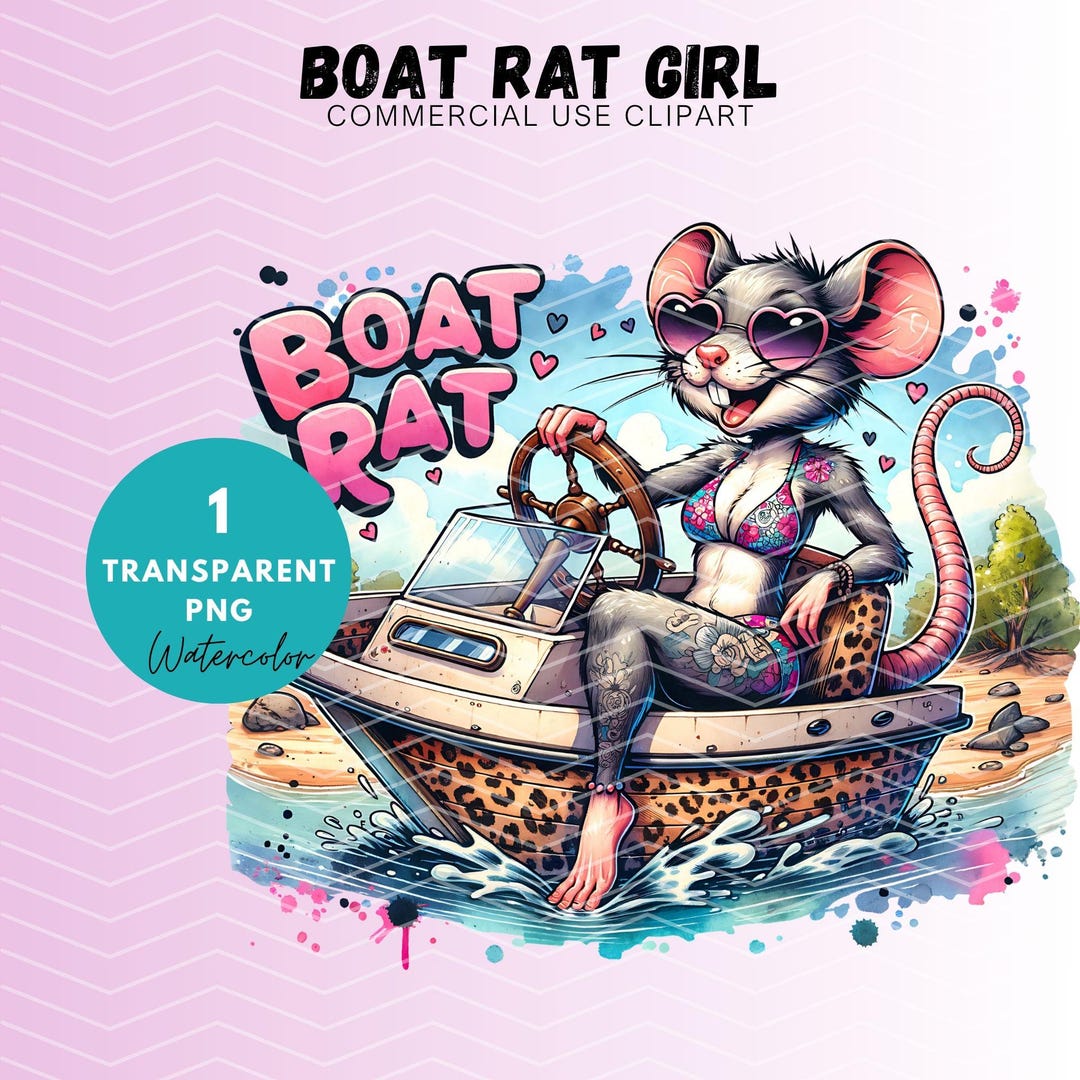 Girl Boat Rat, Rat on A Boat, Boating Sublimation Png, Shirt Design PNG ...