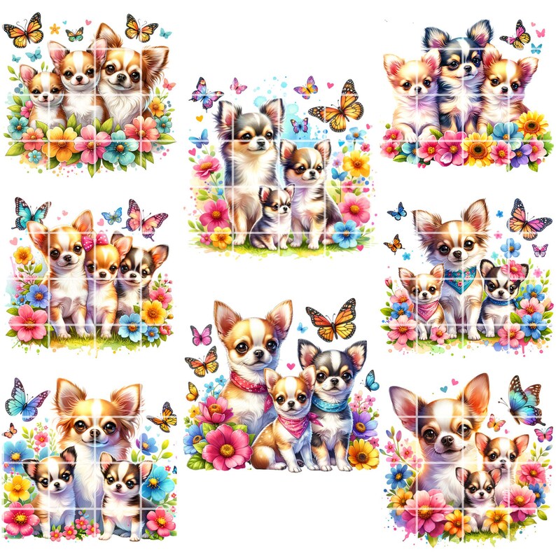 Chihuahuas Family Clipart, Dog Family Clipart, Watercolor Chihuahuas ...