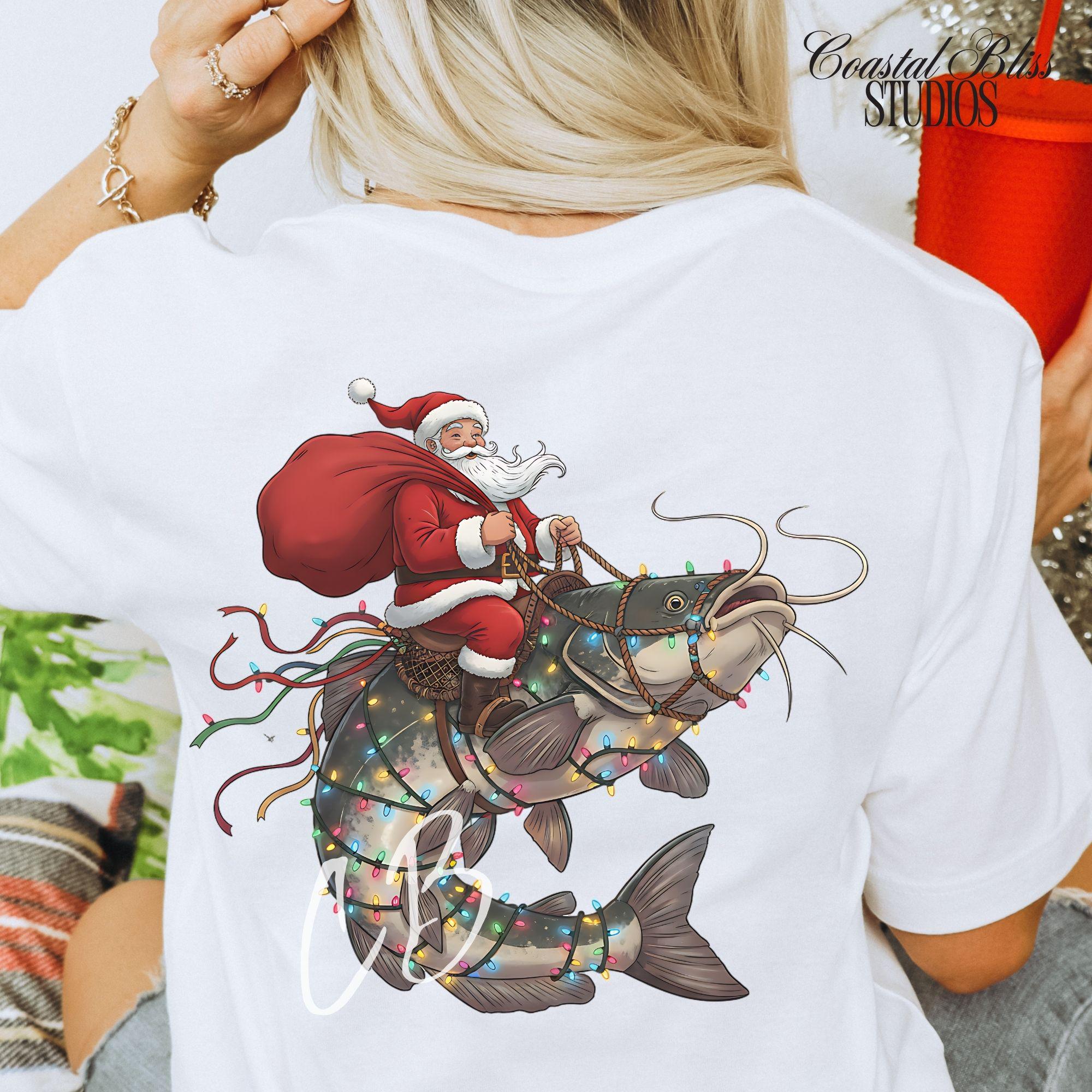 Santa Catfish Christmas PNG, Funny Catfhish Christmas Fishing Design ...
