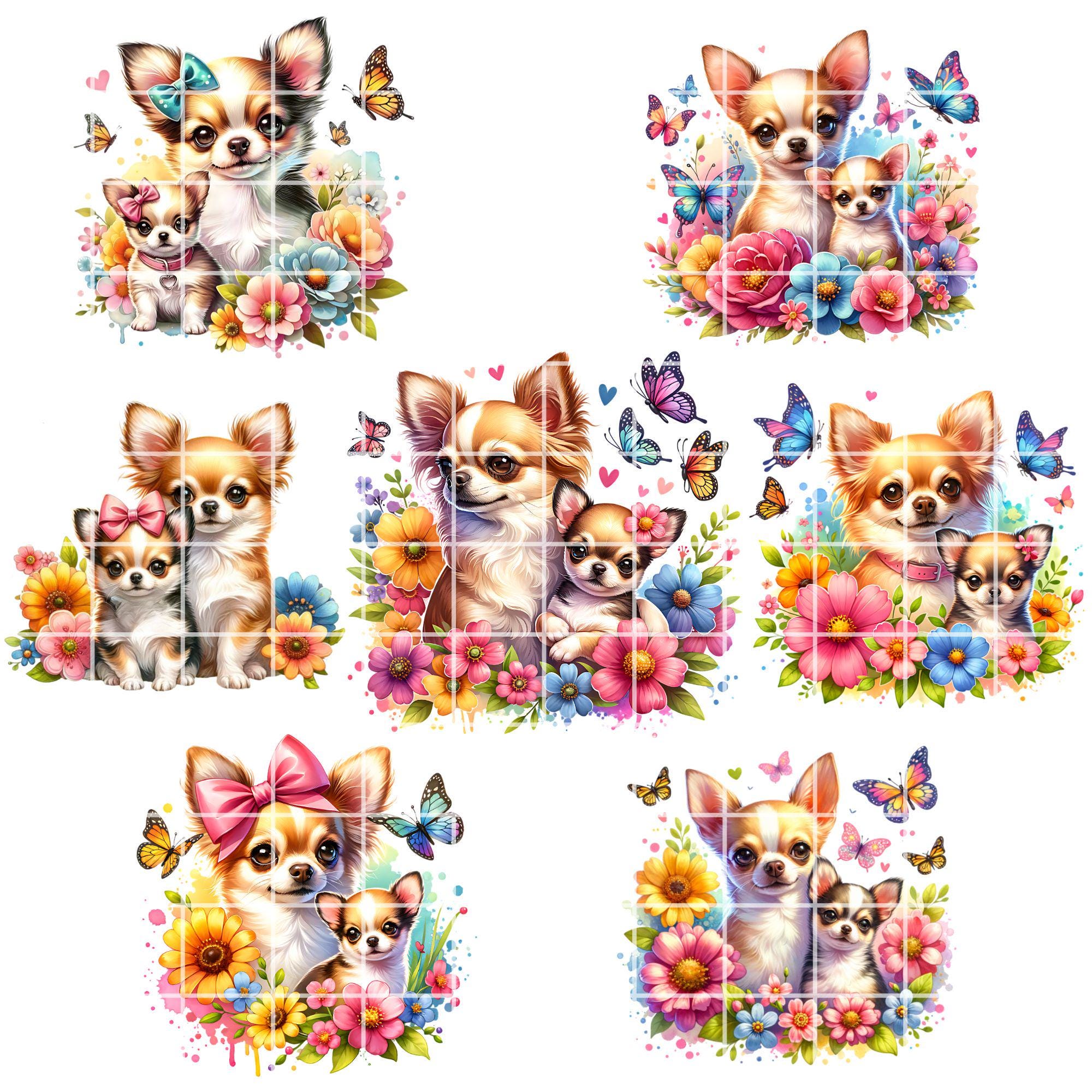 Mom and Baby Chihuahuas Clipart, Dog Family Clipart, Watercolor ...