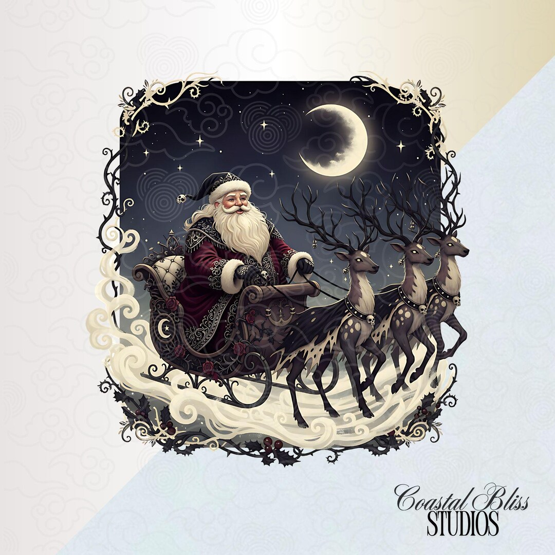 Gothic Santa and Gothic Reindeer PNG, Gothic Christmas Design, Gothic ...