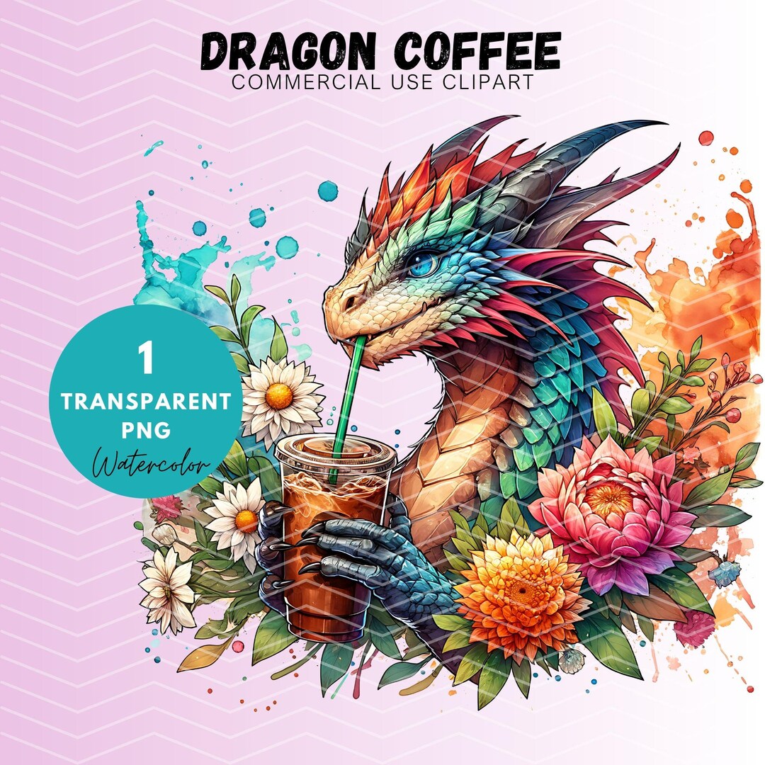 Dragon and Coffee PNG, Dragon Design, Coffee Sublimation PNG, Digital ...