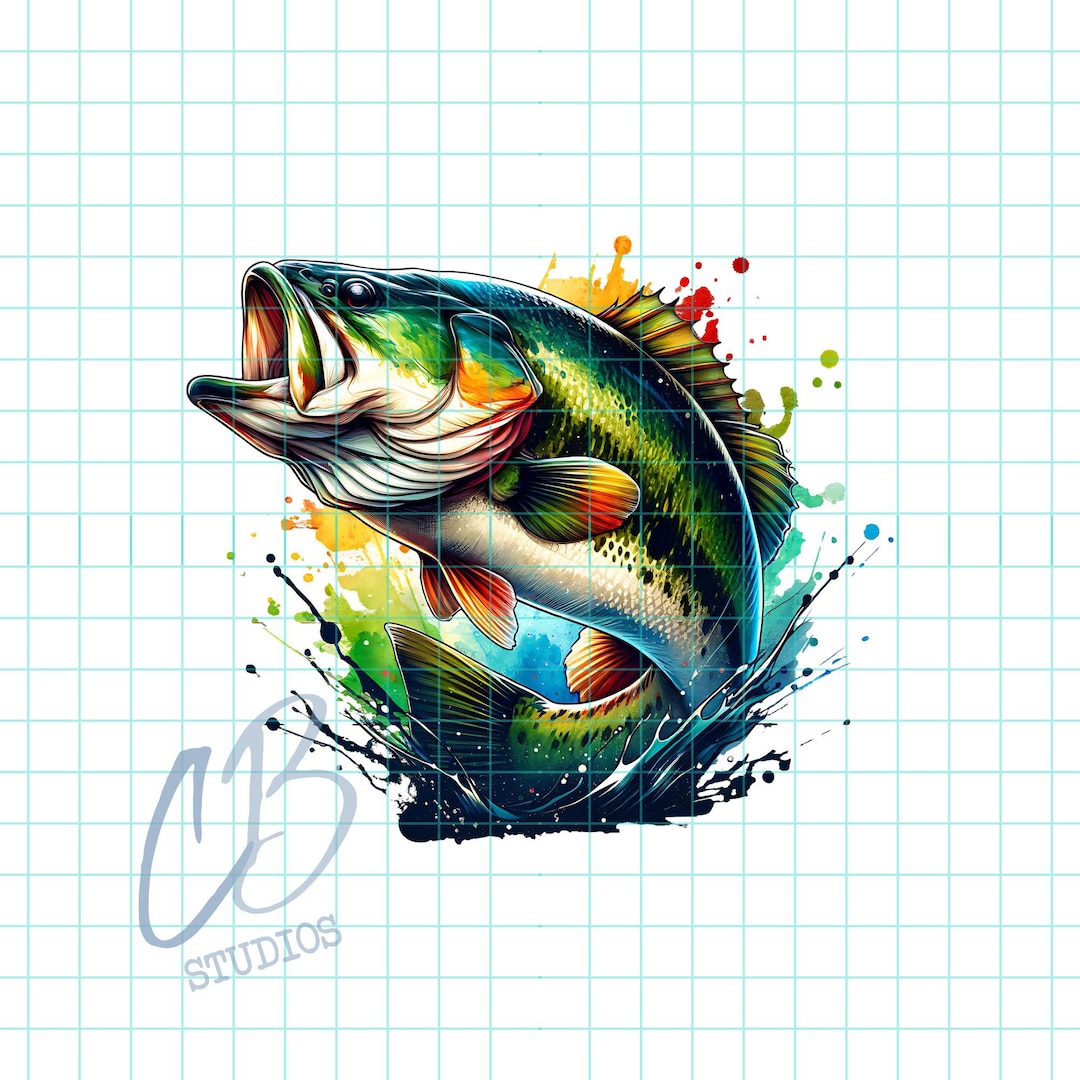 Bass Clipart PNG, Watercolor Bass Sublimation Design, Bass Digital ...